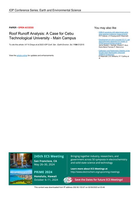 Pdf Iop Conference Series Earth And Environmental Science