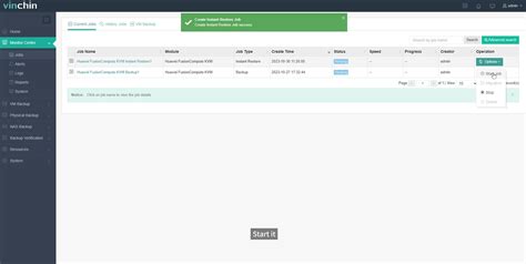how to use instant restore to recover huawei fusioncompute vm