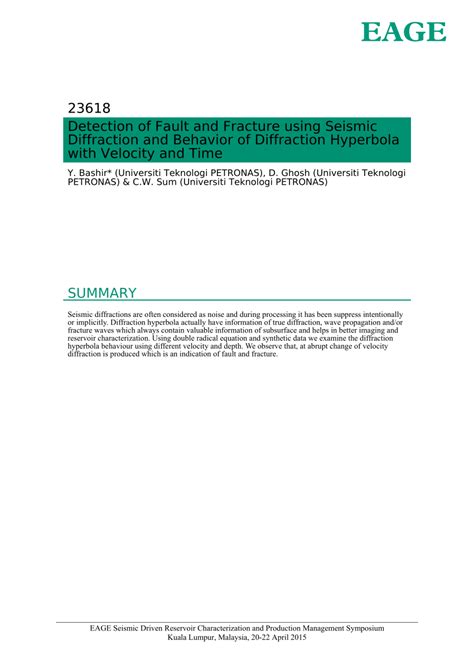 Pdf Detection Of Fault And Fracture Using Seismic Diffraction And