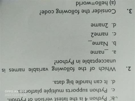 which of the following variable names is unacceptable in python