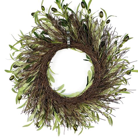 Olive Wreaths For Front Door Artificial Spring Summer All Seasons Year Round Green Olive Branch