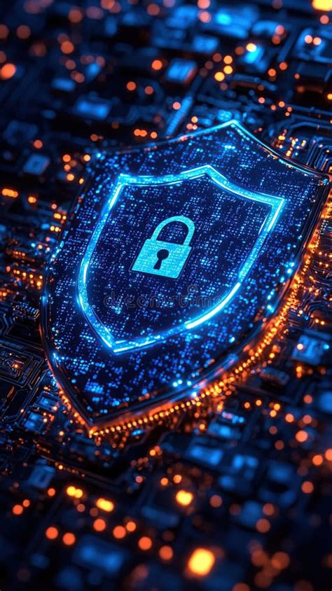 A Digital Shield With A Padlock Represents Data Protection And Cybersecurity In A Complex