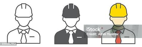 빌더 아이콘 컬렉션 건설 노동자 및 수리공 엔지니어 사인 벡터 세트 그래픽 편집 가능한 스트로크 선형 아이콘 개념에 대한 스톡 벡터 아트 및 기타 이미지 Istock