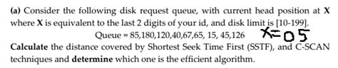 Solved A Consider The Following Disk Request Queue With