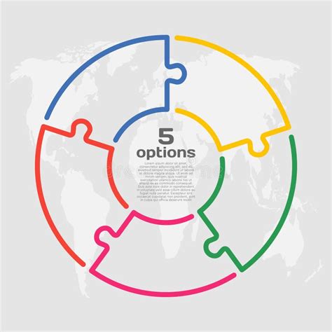 Circle Diagram Infographic In 5 Steps Or Options Stock Illustration