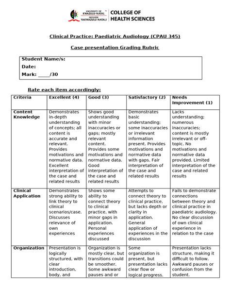 Case Presentation Grading Rubric 2025 Pdf Theory Motivation