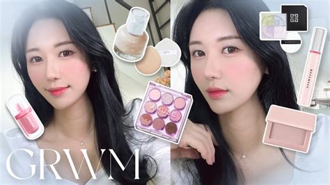 Grwm최근 새로산 신상 아이템들로 깔 끔 청순한 퓨어 여쿨핑크 메이크업 같이 준비해요💕글로우 비비크림애기궁둥이 퍼프