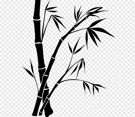 검은 대나무 그림 대나무 그림 그리기 선 잎 분기 단색화 Png Pngwing