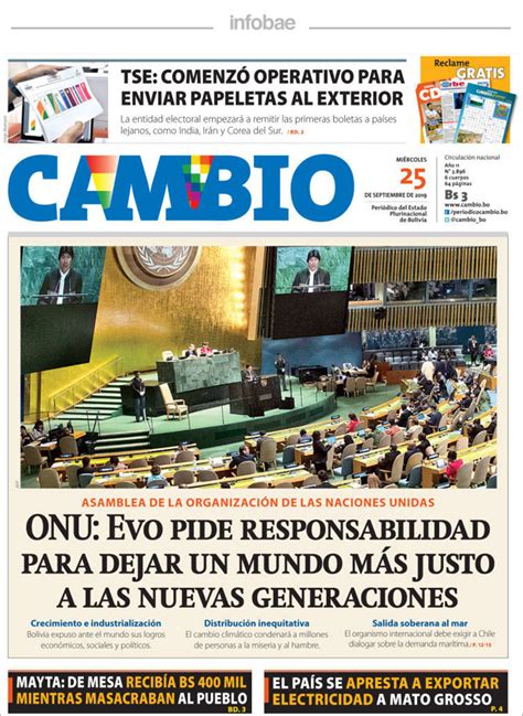 Cambio Bolivia 25 De Septiembre De 2019 Infobae