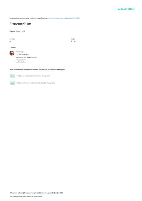 Structuralism See Discussions Stats And Author Profiles For This Publication At Studocu