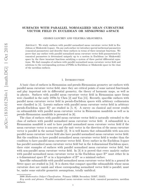 Pdf Surfaces With Parallel Normalized Mean Curvature Vector Field In