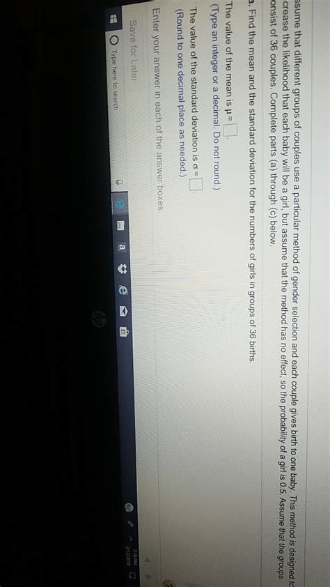 Solved Assume That Different Groups Of Couples Use A Chegg Com