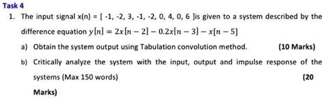 Solved Task4 1the Input Signal Xn 1 23 1 20406 Is Given To