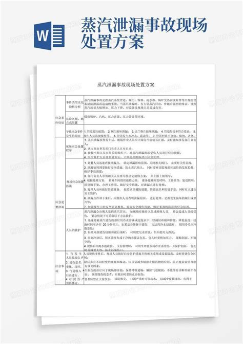 蒸汽泄漏事故现场处置方案 Word模板下载 编号qzjwxbyg 熊猫办公