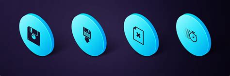 Isometric Stopwatch 설정 파일 문서 삭제 플로피 디스크 백업 및 아이콘 벡터 등측투영법에 대한 스톡 벡터 아트 및 기타 이미지 Istock