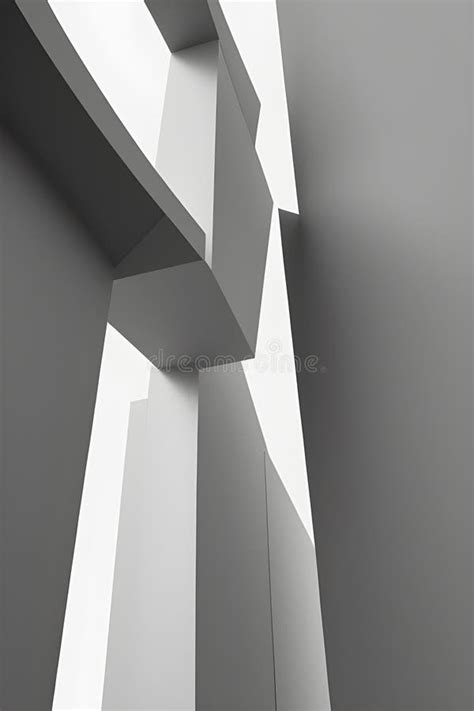 Architectural Perspectives Monochrome Solid Forms Generative Ai Stock Illustration