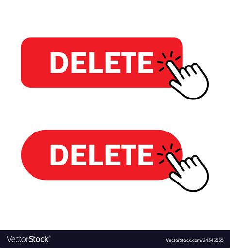 Hand Cursor Clicks Delete Button Royalty Free Vector Image