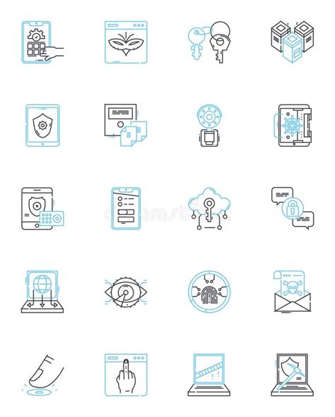 Shielding Linear Icons Set Protection Barrier Defense Shield