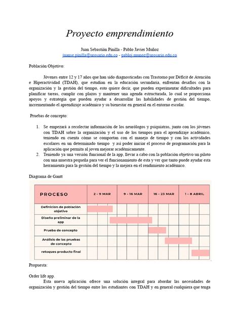 Empredimiento Prueba De Concepto Pdf Gestión Del Tiempo