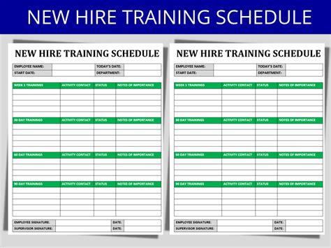 Simple New Hire Training Schedule Editable Word Template 90 Day Plan