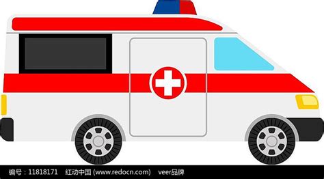 救护车汽车交通车辆卡通车辆彩色扁平元素图片下载红动中国