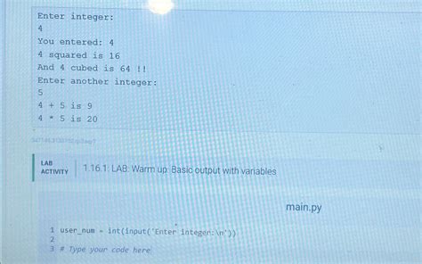 Solved Enter Integer4you Entered 44 ﻿squared Is 16and 4