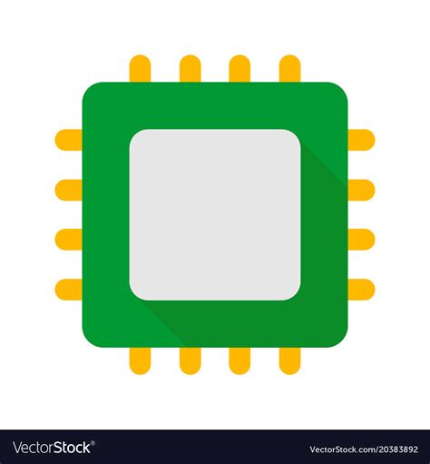 Cpu Pc Hardware Part Icon Flat Style Royalty Free Vector