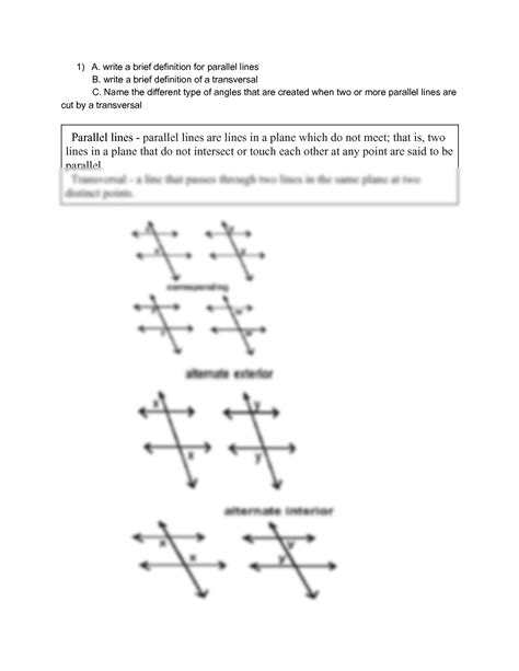 Transversal Definition Transversal Definition