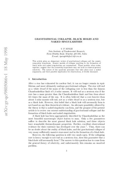 Pdf Gravitational Collapse Black Holes And Naked Singularities