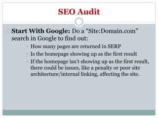 SEO Audit Complete Checklist PPTX Search Internet