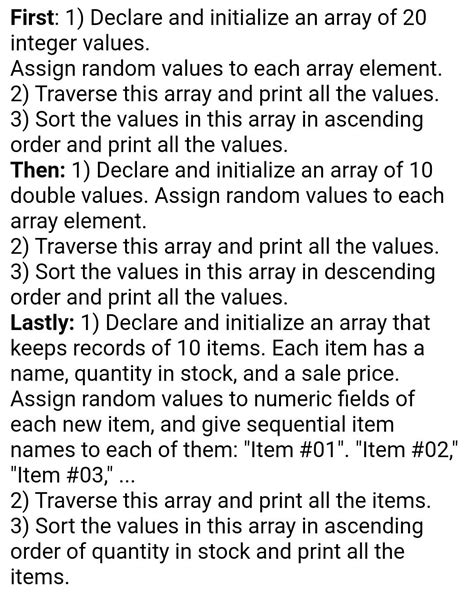 Solved First 1 Declare And Initialize An Array Of 20