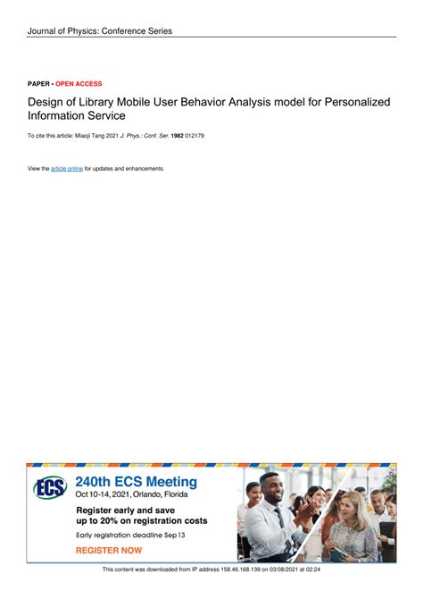 Pdf Design Of Library Mobile User Behavior Analysis Model For Personalized Information Service