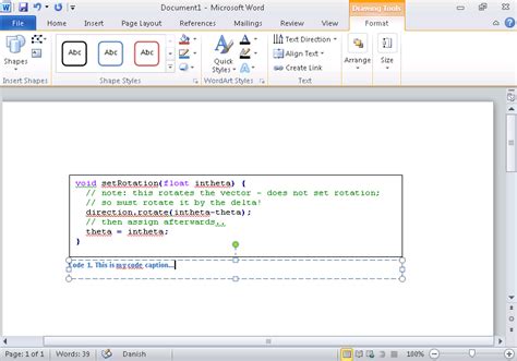 what is the best way to insert source code examples into a microsoft