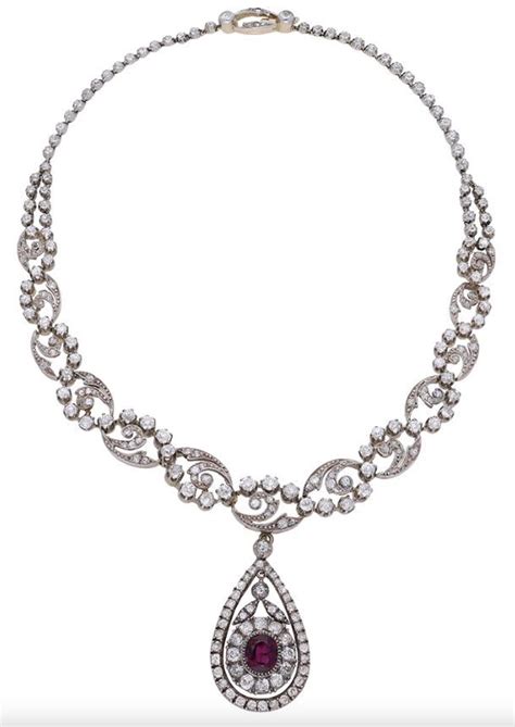An Antique Ruby And Diamond Necklace 19th Century Ruby And Diamond