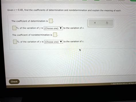 Given R 0 48 Find The Coefficients Of Determination And Nondetermination And Explain The