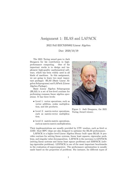 Linear Algebra Assignment 1 Assignment 1 Blas And Lapack 2022 Fall