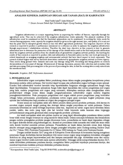 325 1220 1 Pb Analisis Kinerja Jaringan Irigasi Air Tanah Jiat Di Kabupaten Pdf