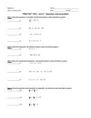 Algebra 1 Unit 2 PRACTICE Test 2017 Pdf Algebra 1 Unit 2 Practice Test Name Date