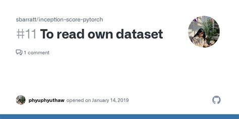 To Read Own Dataset · Issue 11 · Sbarrattinception Score Pytorch · Github