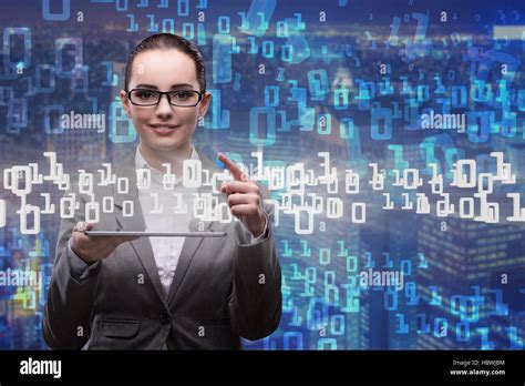 Woman In Data Management Concept With Tablet Stock Photo Alamy