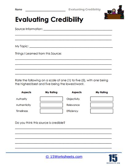 Evaluating Credibility Worksheets 15
