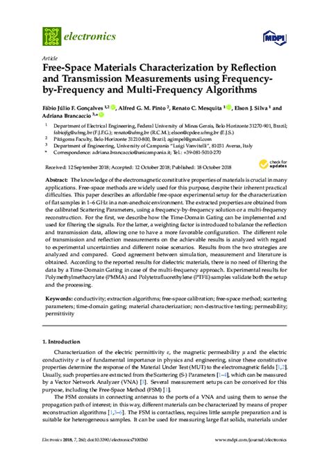 pdf free space materials characterization by reflection and