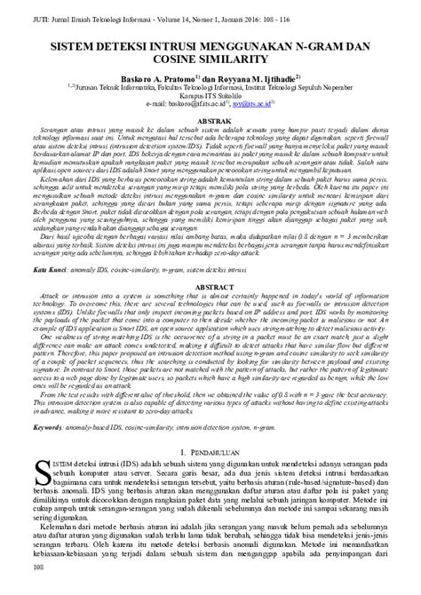 Pdf Sistem Deteksi Intrusi Menggunakan N Gram Dan Cosine Similarity