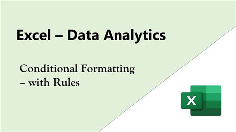 How To Apply Rules In Conditional Formatting Excel Data Analytics Youtube