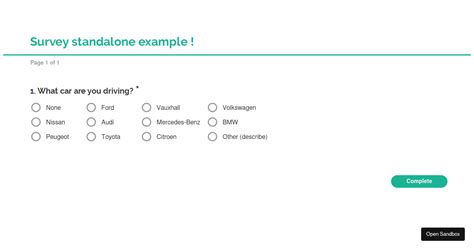 Survey Standalone Angular Example Codesandbox