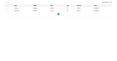 Data Table Component Free Angular Css Component