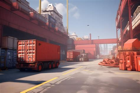 Premium Ai Image Loading Dock With Trucks