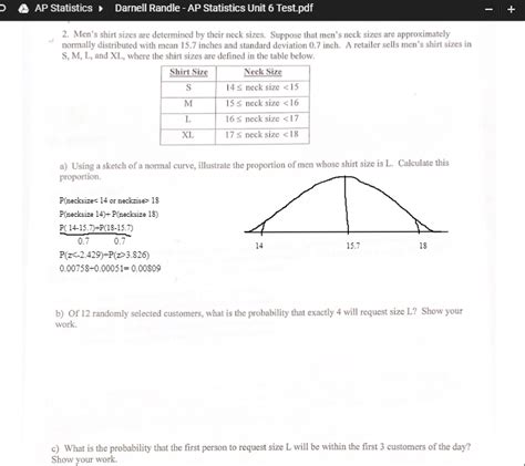 Solved AP Statistics Darnell Randle AP Statistics Unit 6 Chegg Com