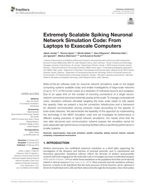 Pdf Extremely Scalable Spiking Neuronal Network Simulation Code From