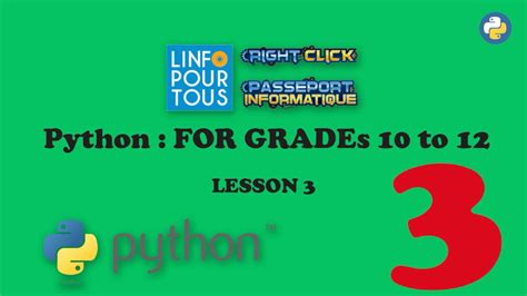 Python Lesson 3 For Grades 10 To 12 Youtube